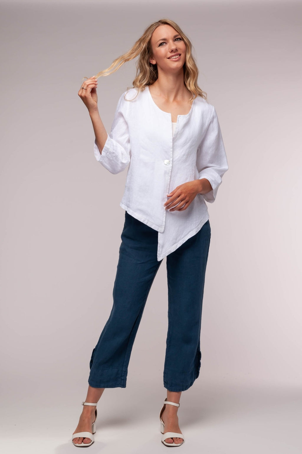 Euro Linen Bolero Asymmetric Jacket – Linen Luv