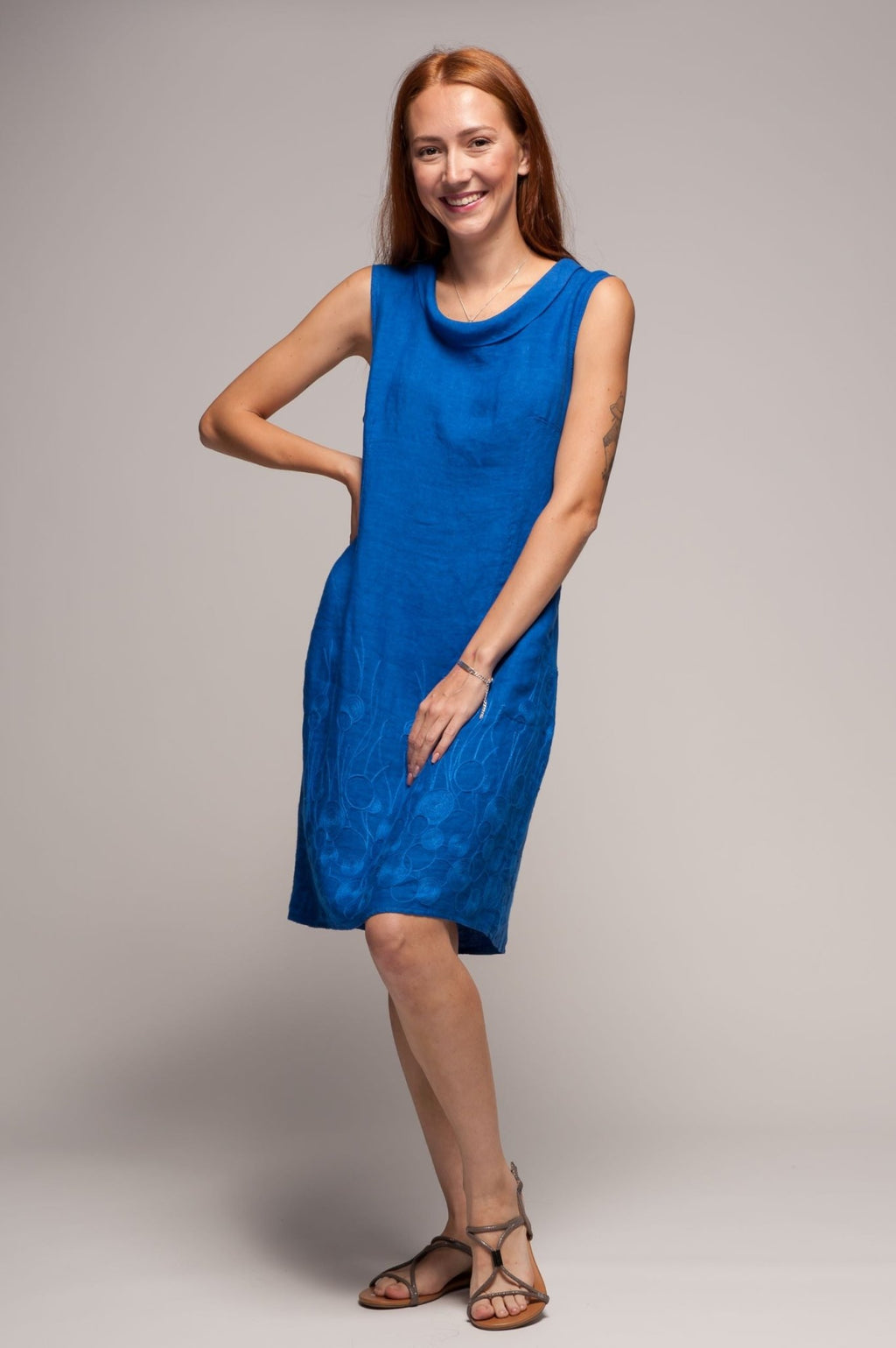 Euro Linen Embroidered Sheath Dress – Linen Luv